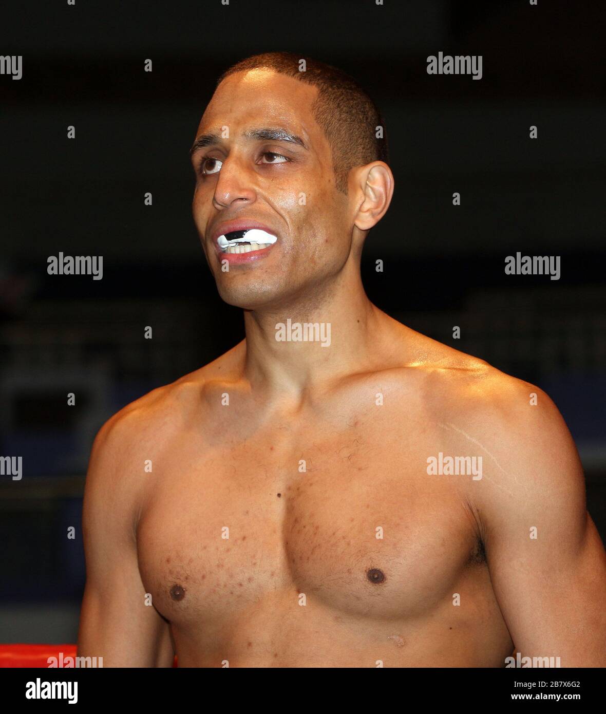 Wayne Alwan-Arab (Hackney, white shorts) defeats Jason Nesbitt (Birmingham, white/blue shorts ...