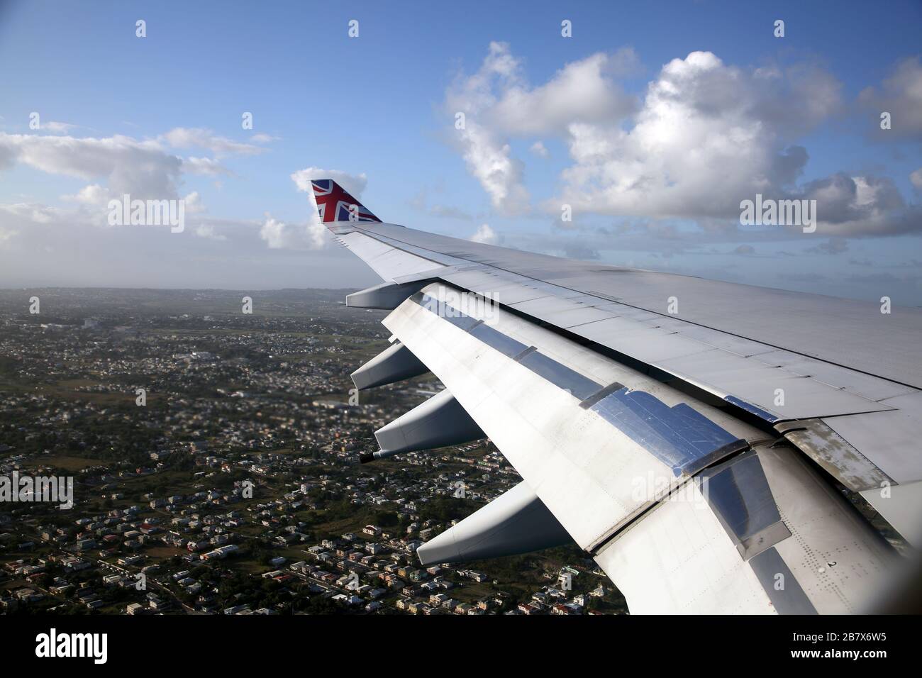 Boeing 747-400 (744) in flight view of Barbados Through Aeroplane ...