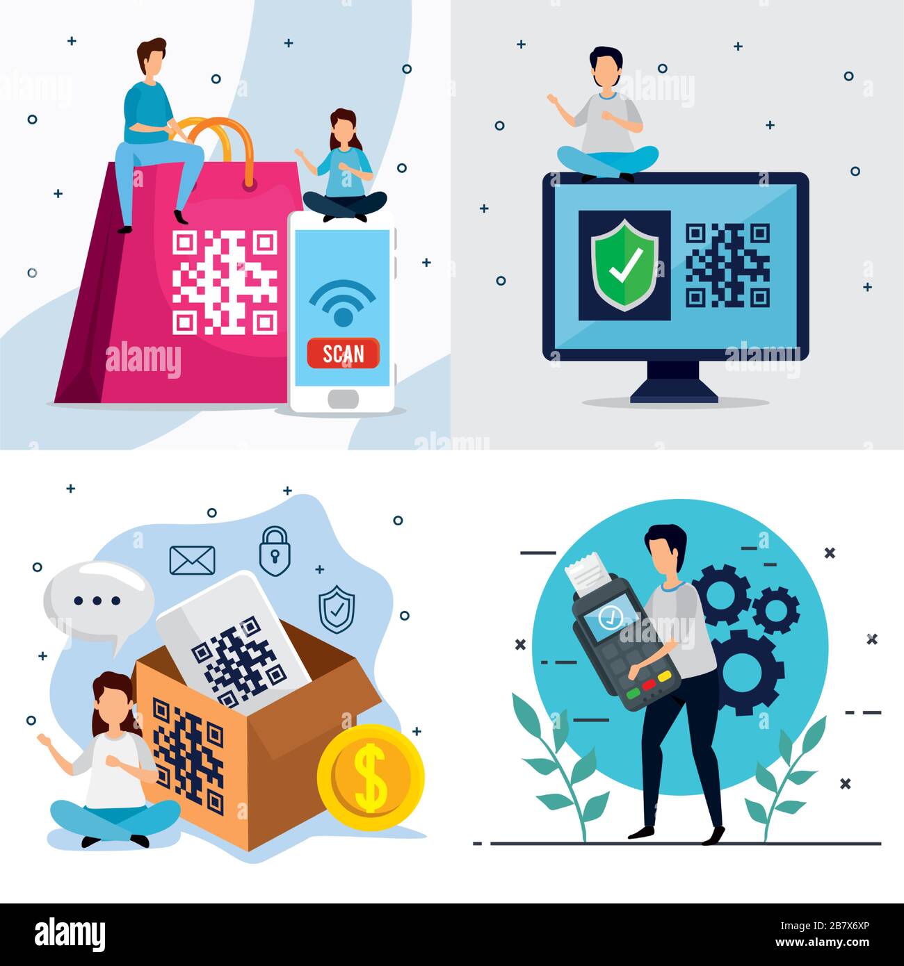set poster of code qr and icons Stock Vector Image & Art - Alamy