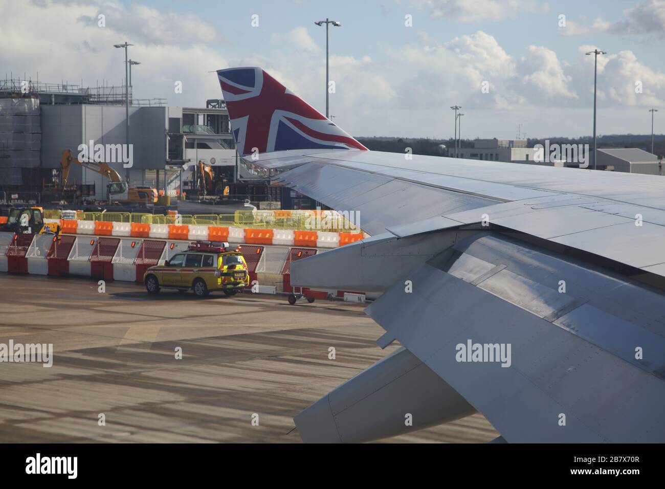 Aeroplane Boeing 747-400 (744) View of Wing showing Union Jack Design ...