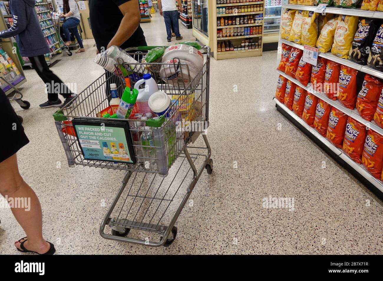 Orlando, FL/USA-3/15//20: A typical grocery cart filled with food and ...
