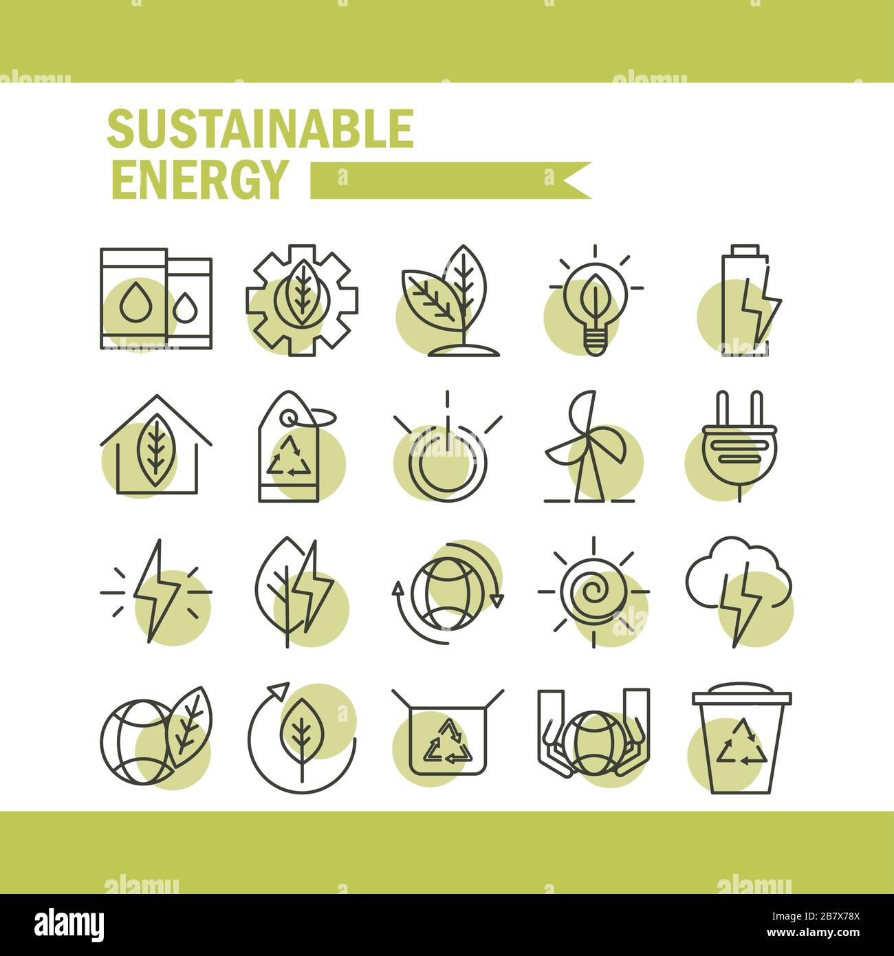 sustainable energy alternative renewable ecology icons set vector ...