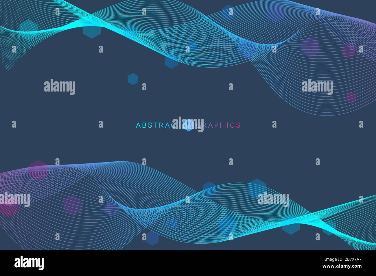 Science network pattern, connecting lines and dots. Technology hexagons ...