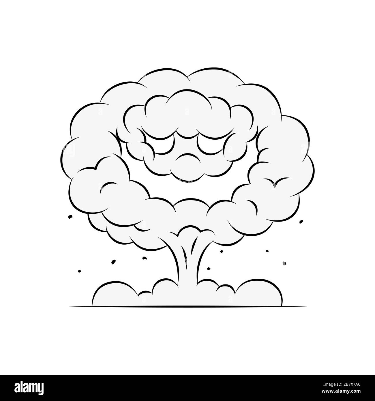 Nuclear explosion on a white background. Isolated object. Stylized face ...