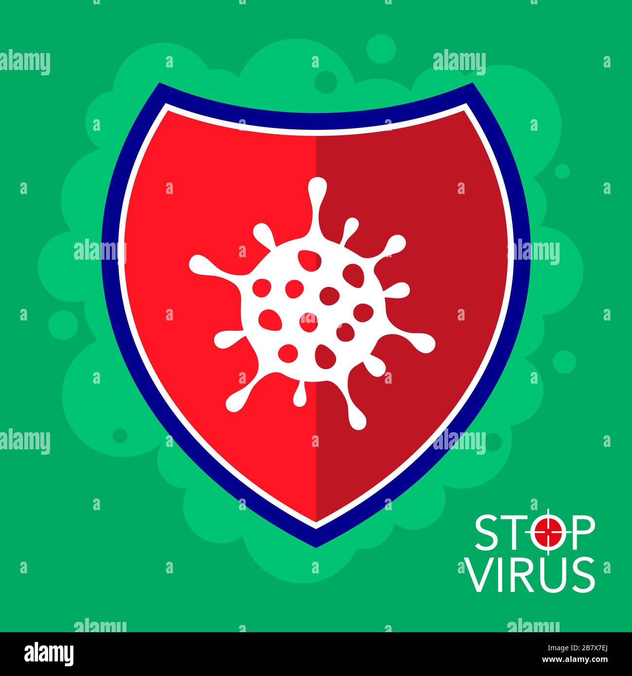 Red shield and the sign of the virus, bacterium, microbe as a symbol of ...