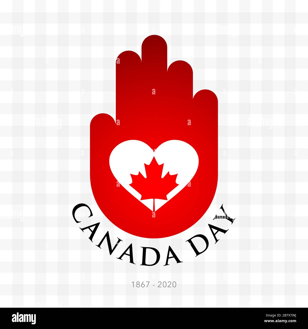 Square banner, postcard Canada Day. heart and red leaf of maple on the ...
