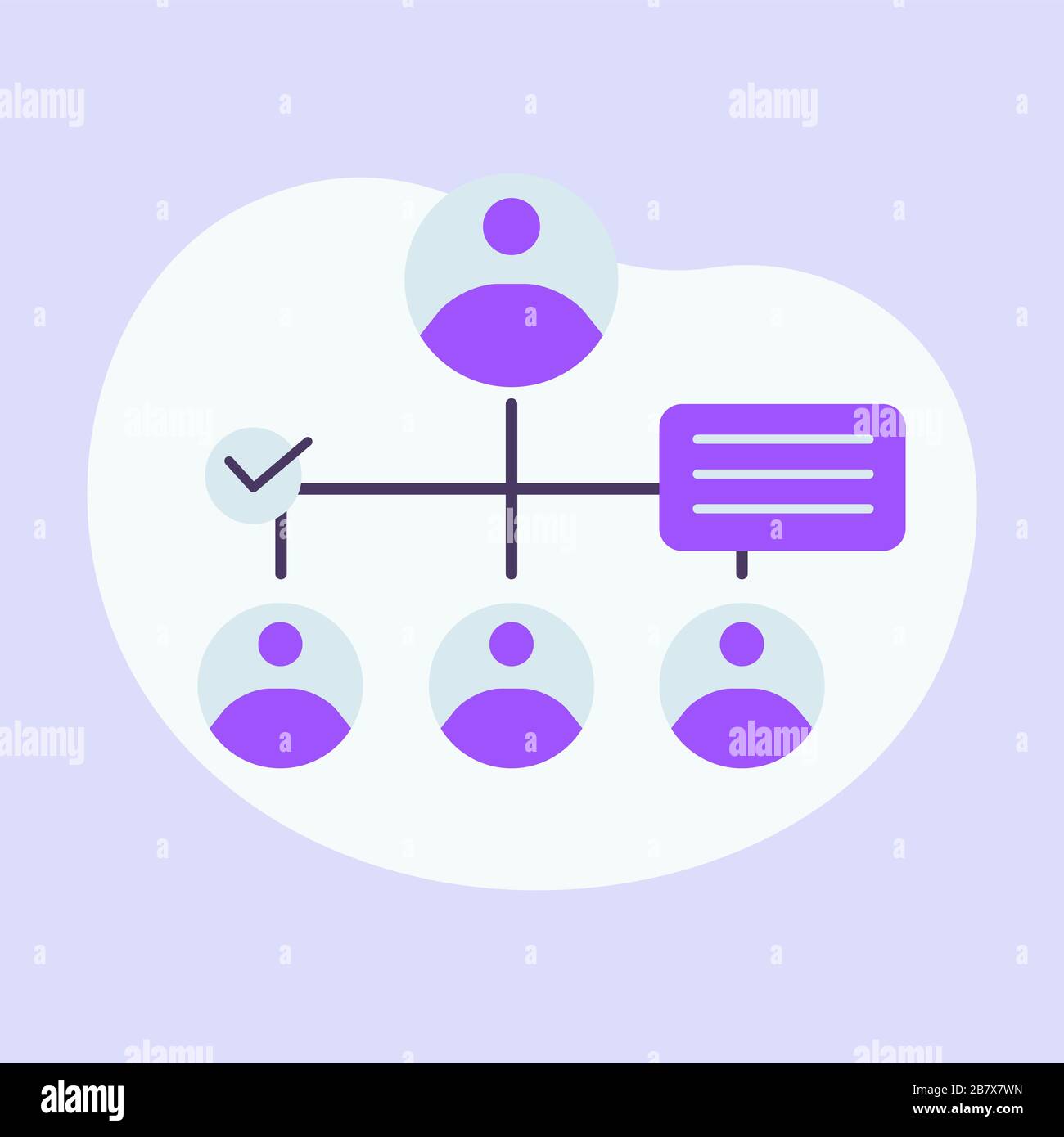 business organization pyramid single isolated with purple color vector ...