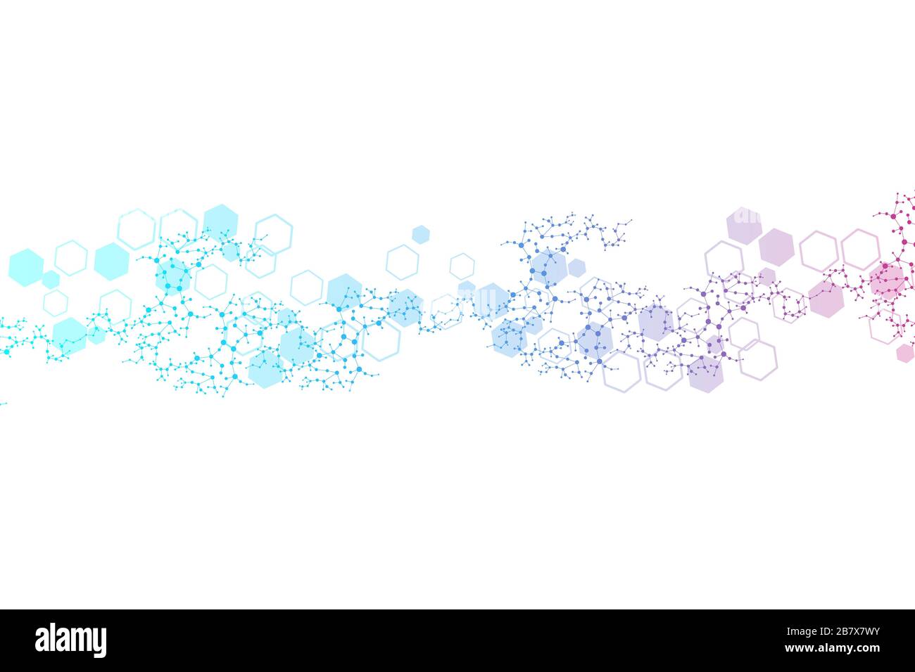 Science network pattern, connecting lines and dots. Technology hexagons ...