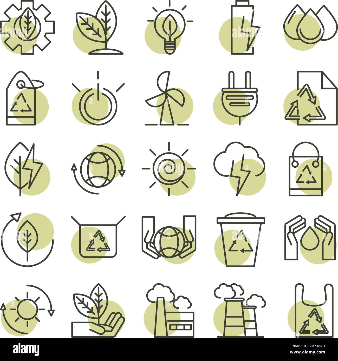 sustainable energy alternative renewable ecology icons set vector ...