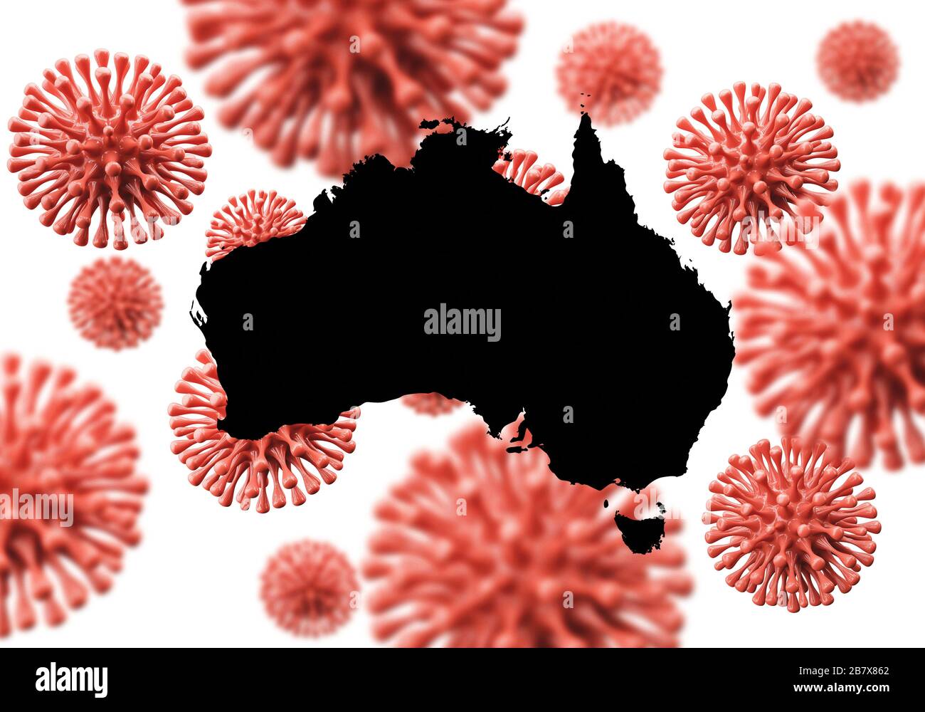 Australia map over a scientific virus microbe background. 3D Rendering ...