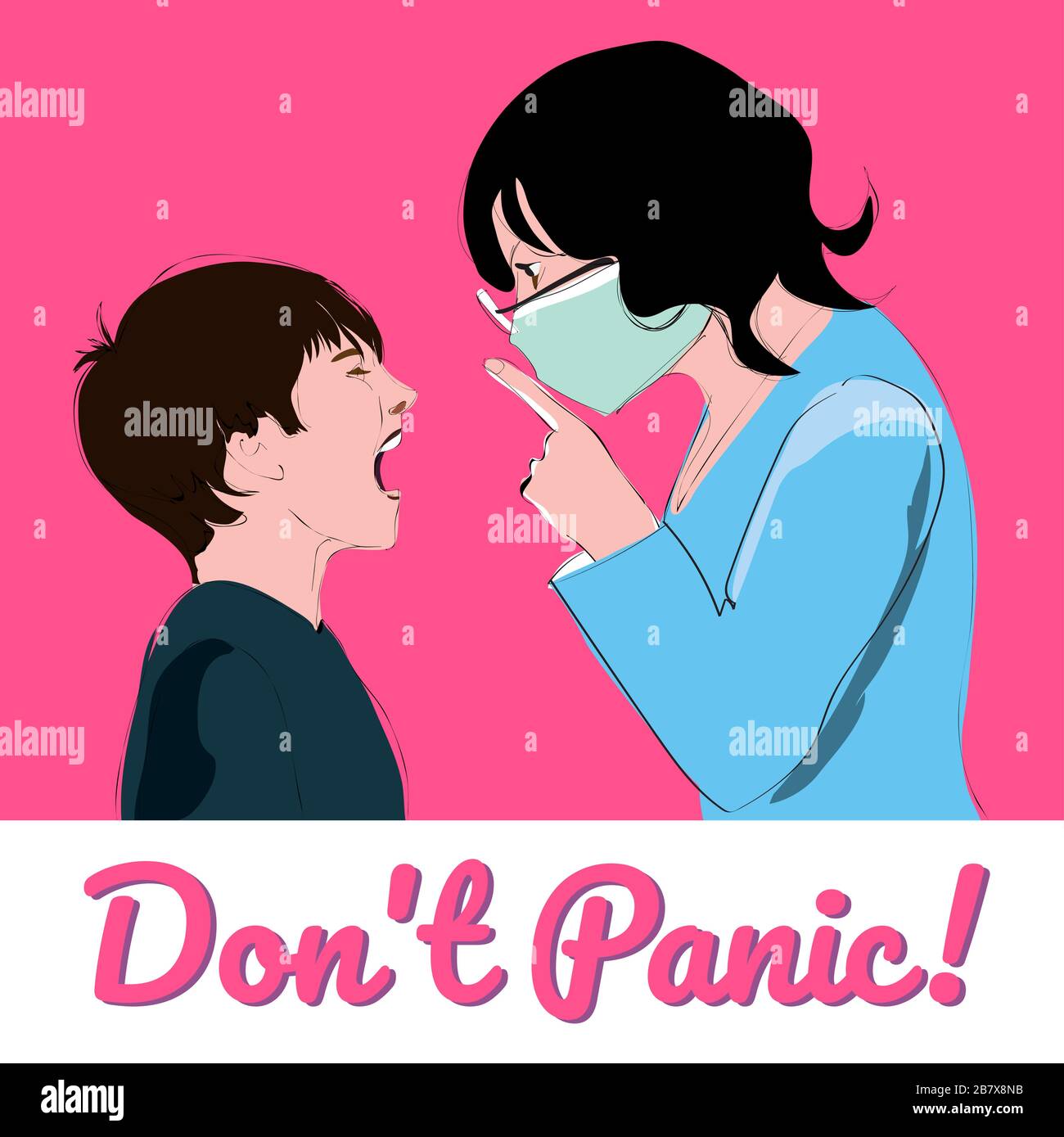 Don't panic. Teacher, woman, mother calm the child. Concept vector ...
