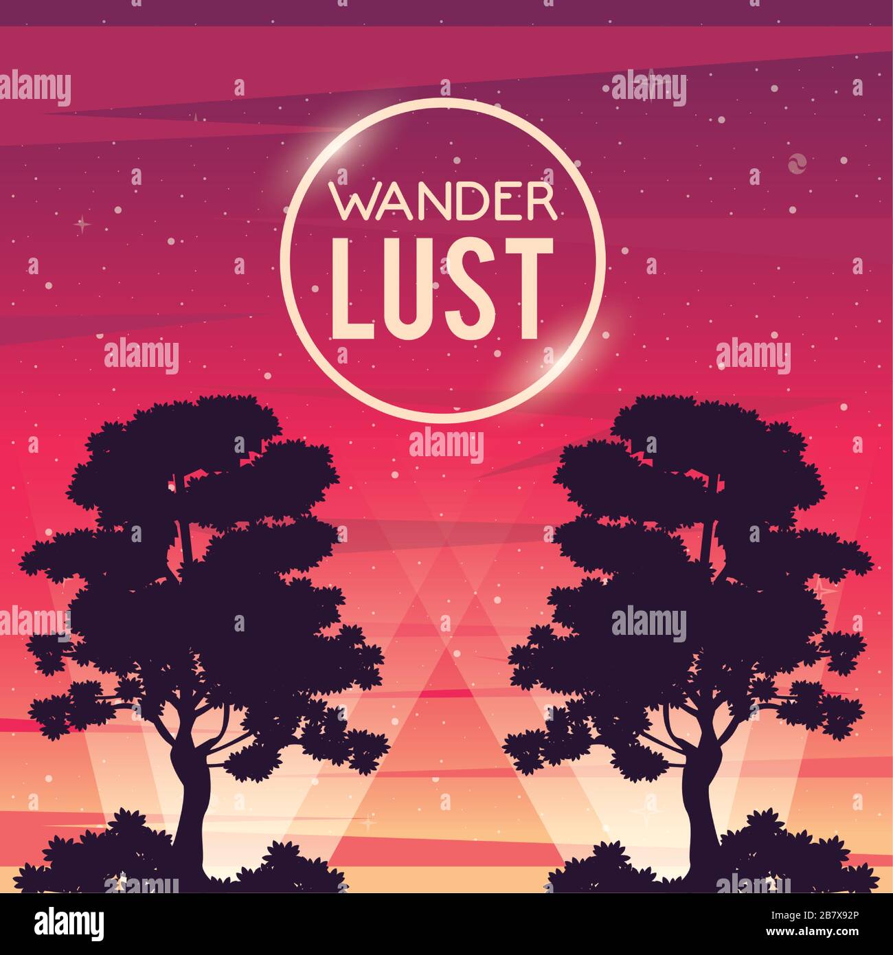 wanderlust poster with forest landscape scene Stock Vector Image & Art ...