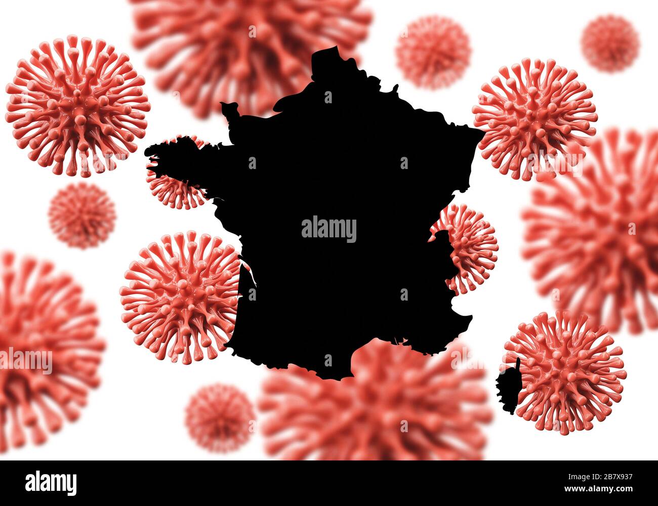 France map over a scientific virus microbe background. 3D Rendering ...