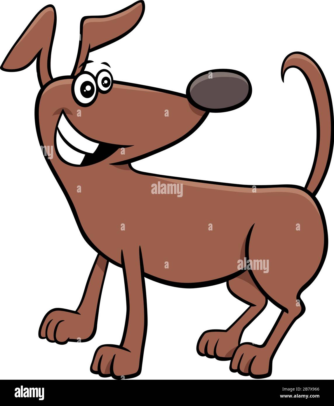 Cartoon Illustration of Happy Dog Comic Animal Character Stock Vector ...