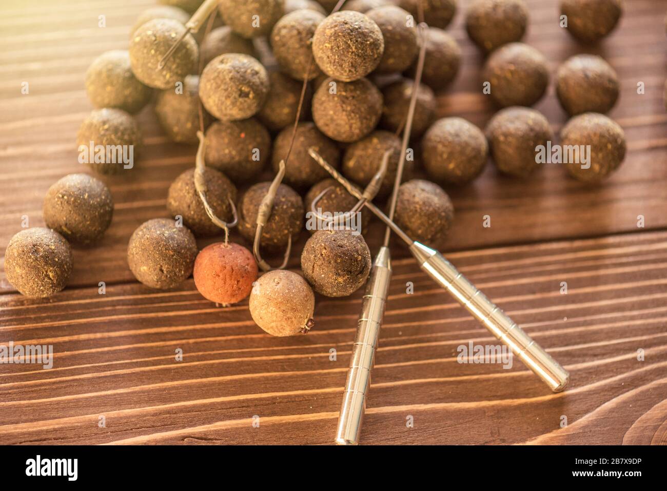 Carp fishing. Different of carp boilies and accessories for carp ...