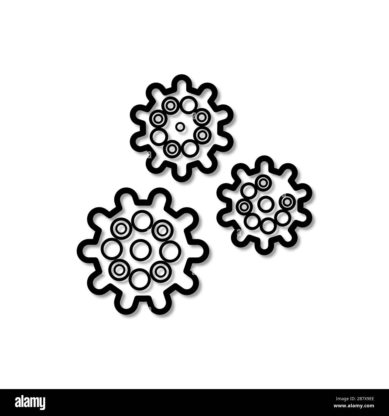 Virus mutation outline 3d isolated icon. Virus, coronavirus, cold or ...