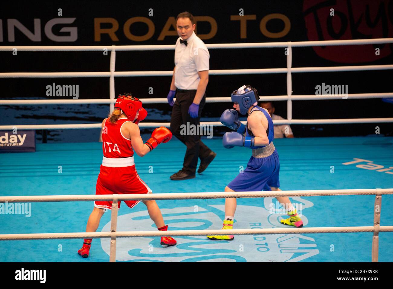 London, UK. 16-03-20. Giordana Sorrentino (ITA) RED fights Anush ...