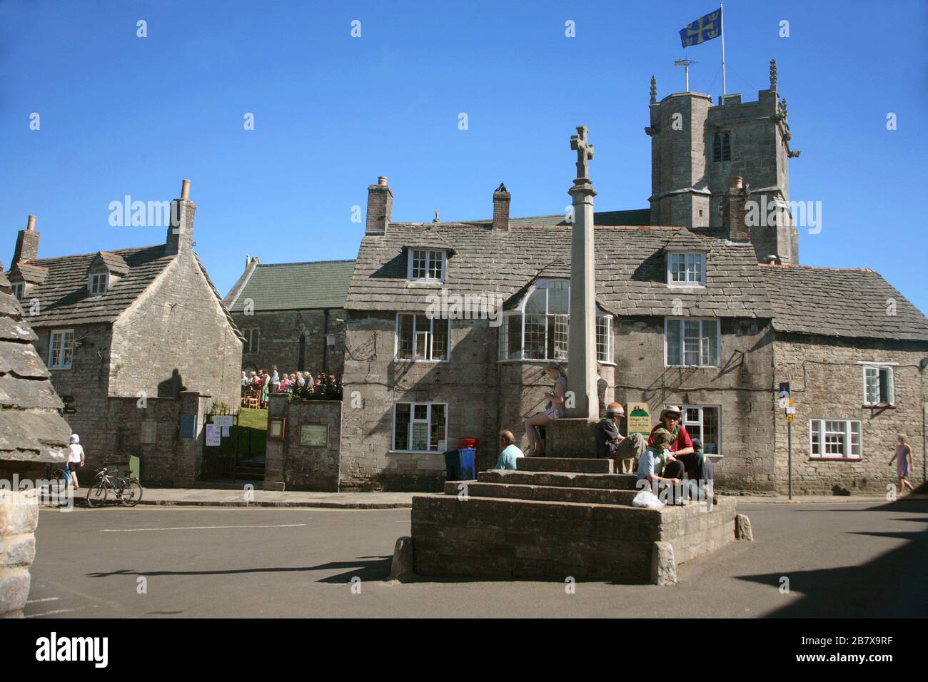 The Square, cross and Church of St. Edward King and Martyr, Corfe ...