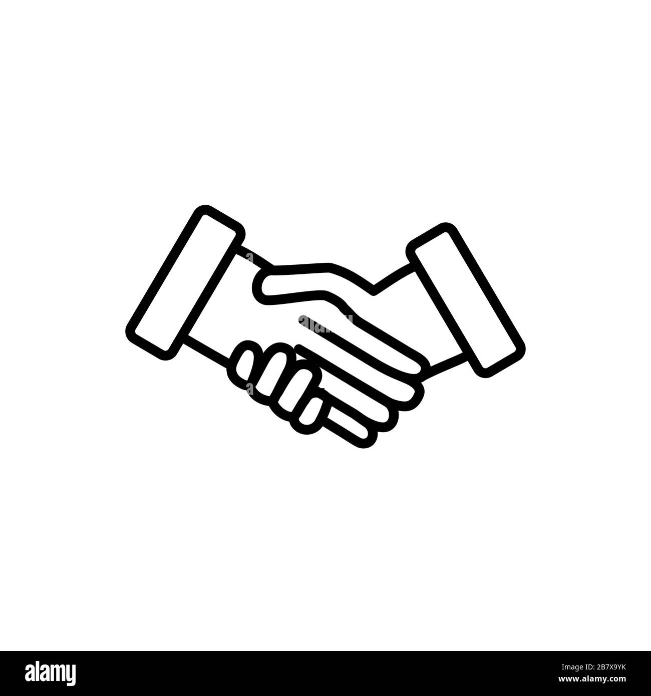 Handshake simple outline vector icon. Business agreement or friendly ...