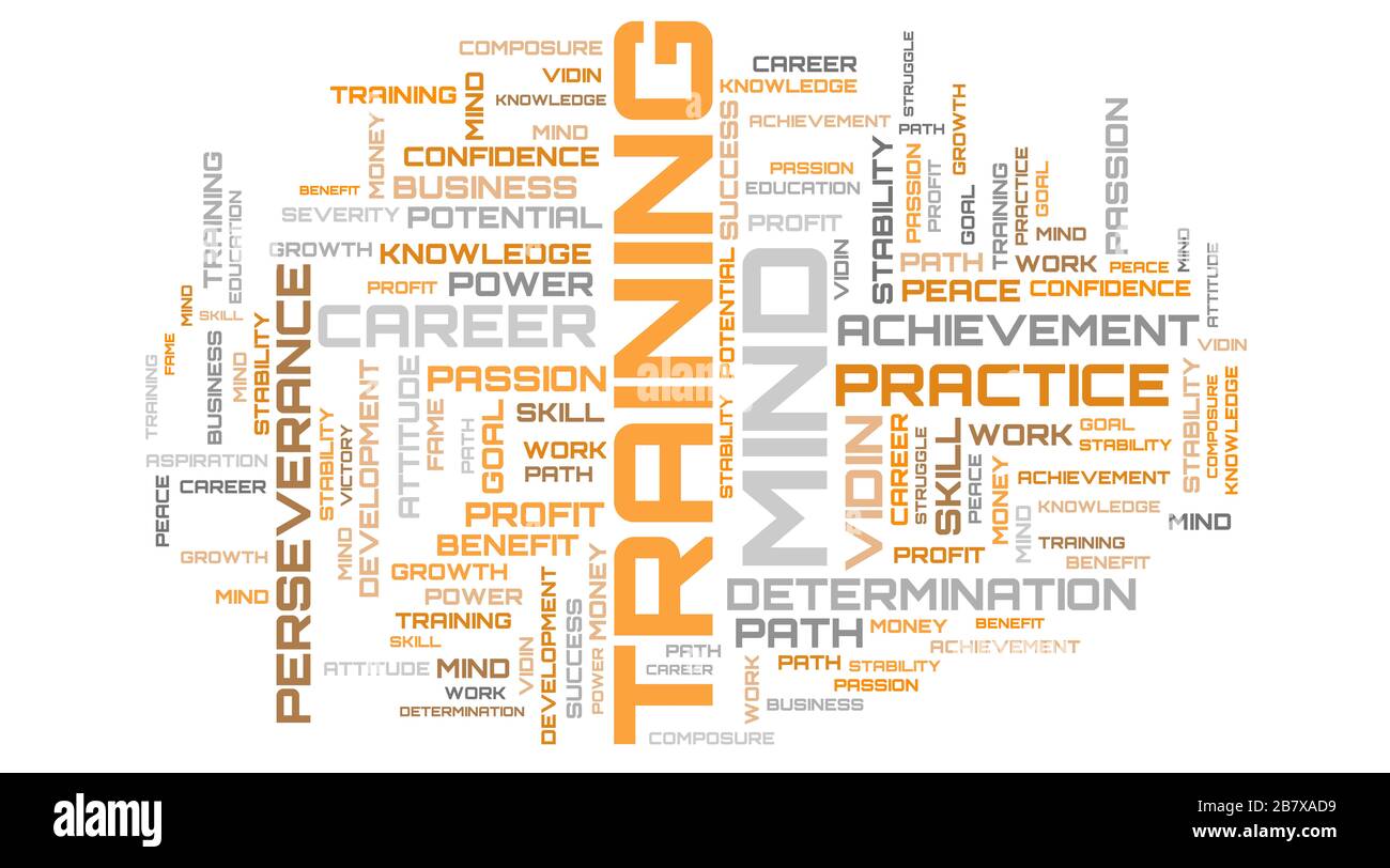 Beautiful word cloud on white background. Training text cloud concept ...