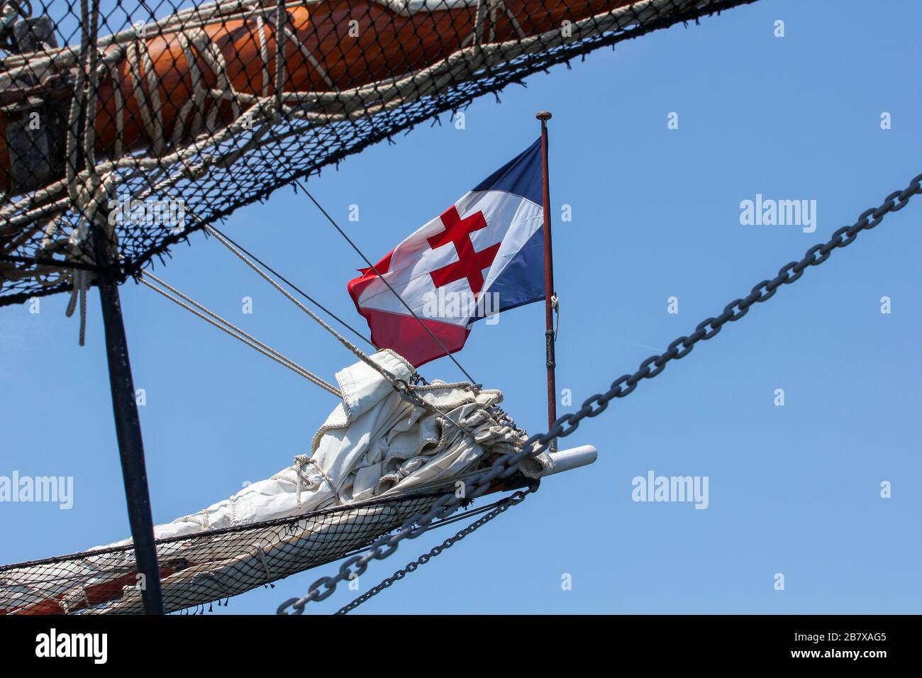 Free France Flag on a Tall Ship in Fernandina Beach, Florida Stock ...