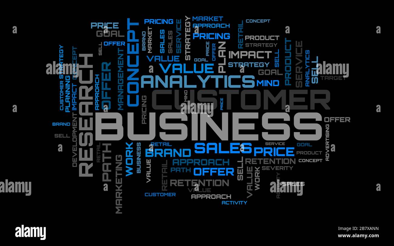 Beautiful blue word cloud on black background Stock Photo - Alamy