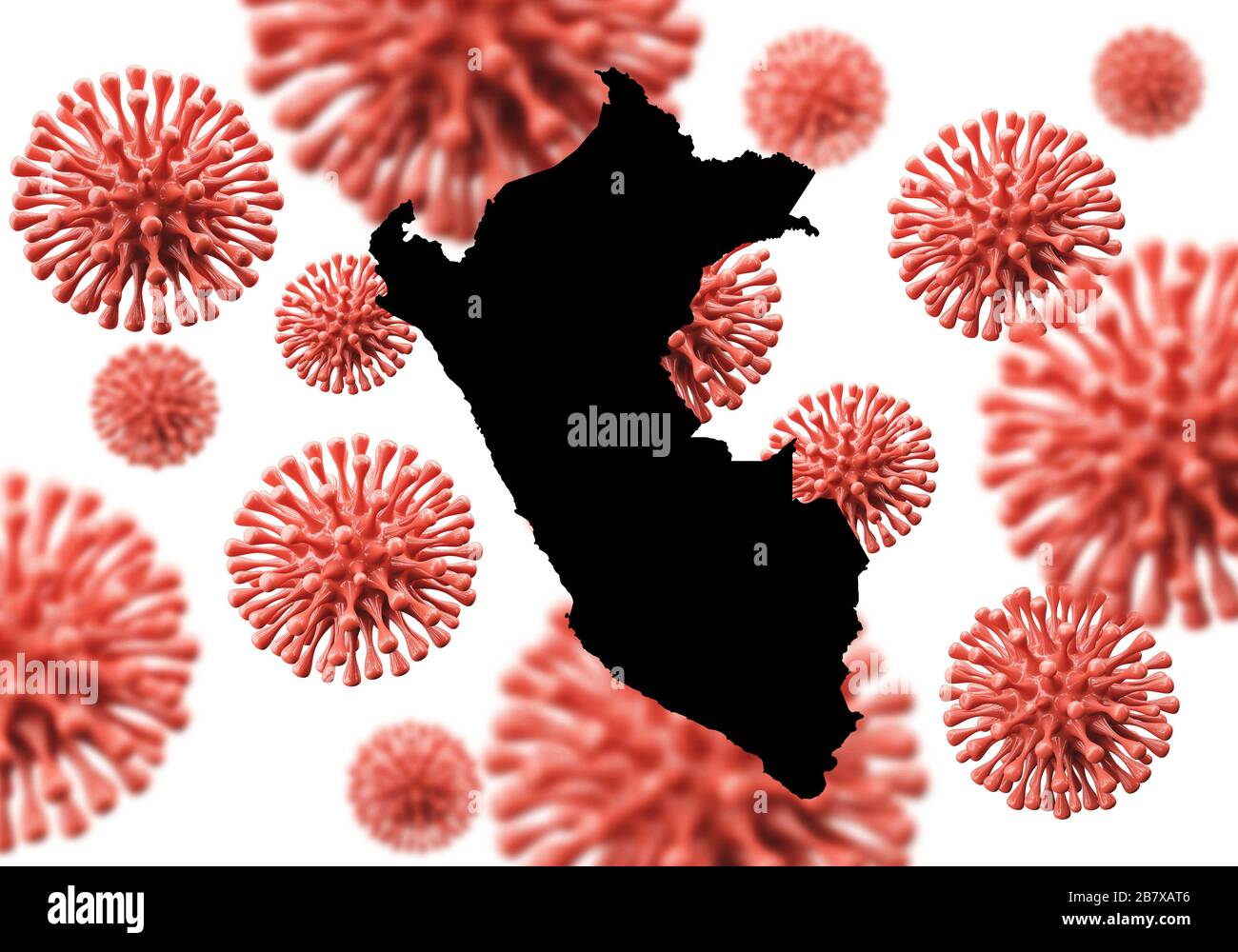 Peru map over a scientific virus microbe background. 3D Rendering Stock ...