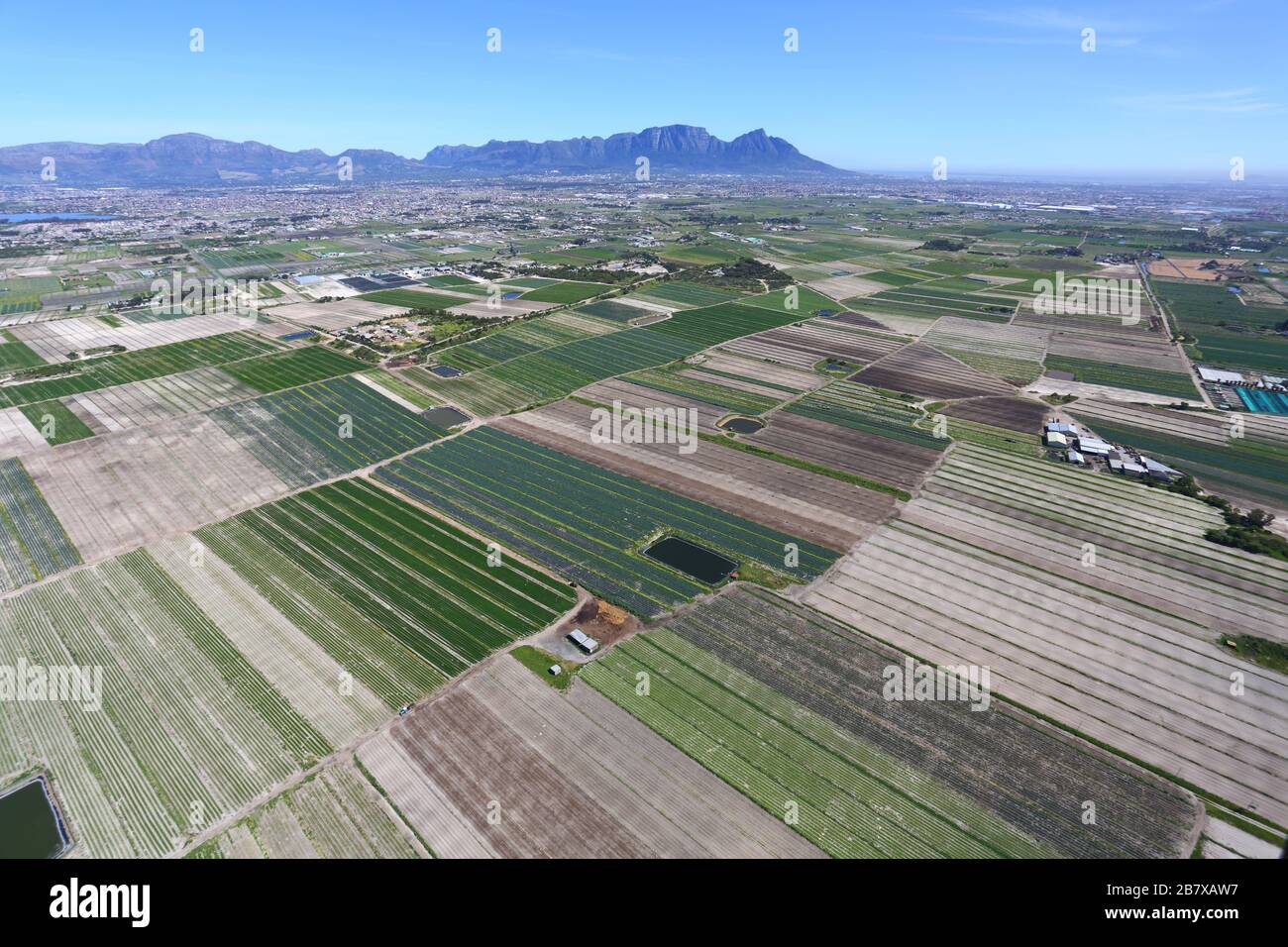 Aerial view of Philipi with Table Mountain inn the background Stock ...