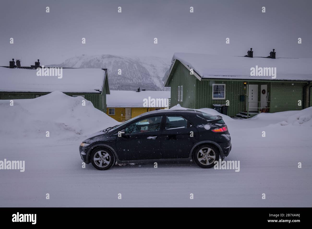 Winter driving in Tromso, Norway Stock Photo - Alamy