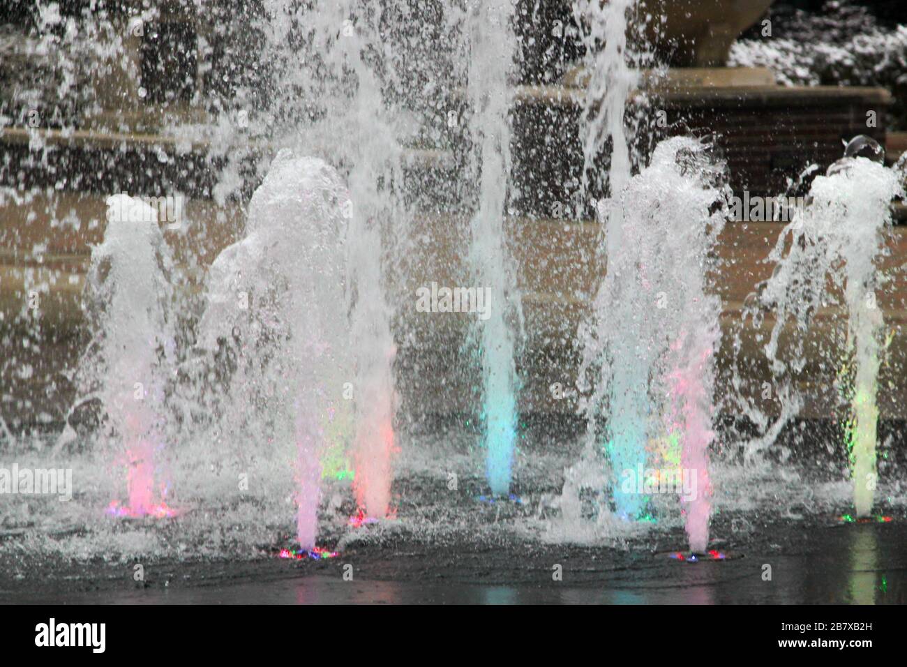 Colorful Fountain in a Tulsa Winter Stock Photo - Alamy