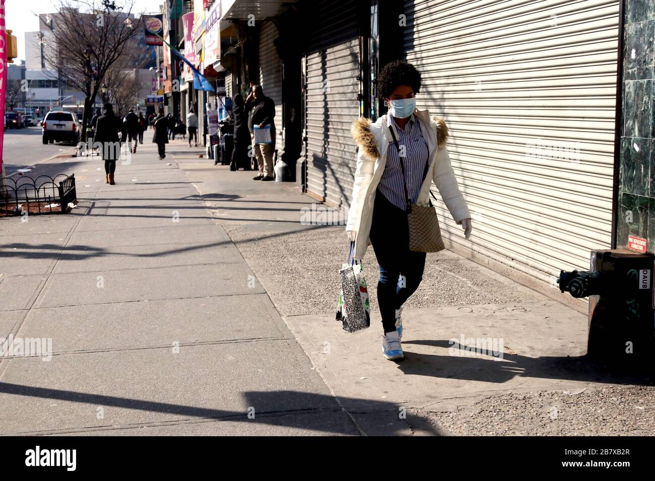 New York, USA. 18th Mar, 2020. Some residents of the South Bronx, who ...