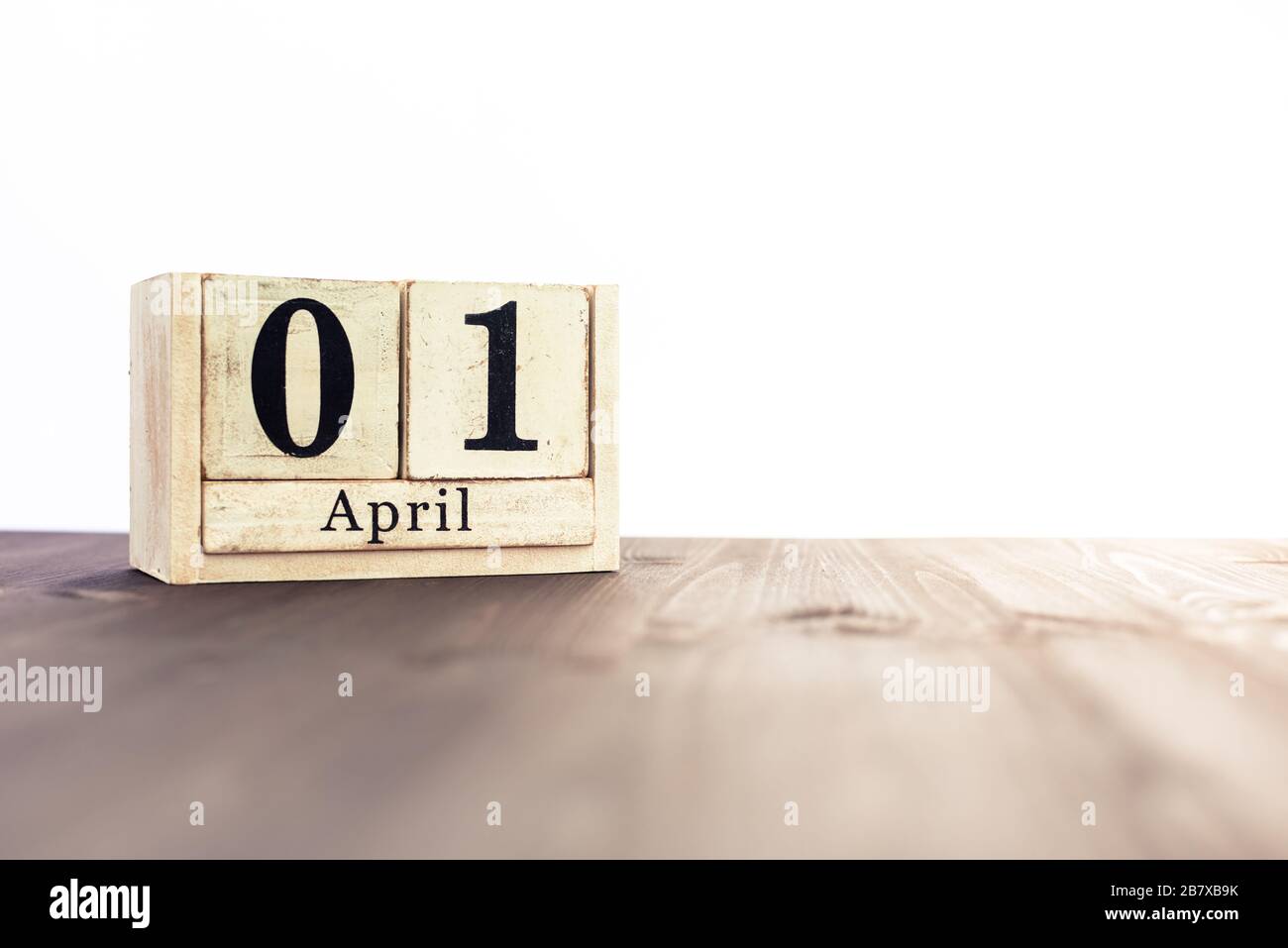 April 1st, fourth month of the clendar - copy space for text next to ...