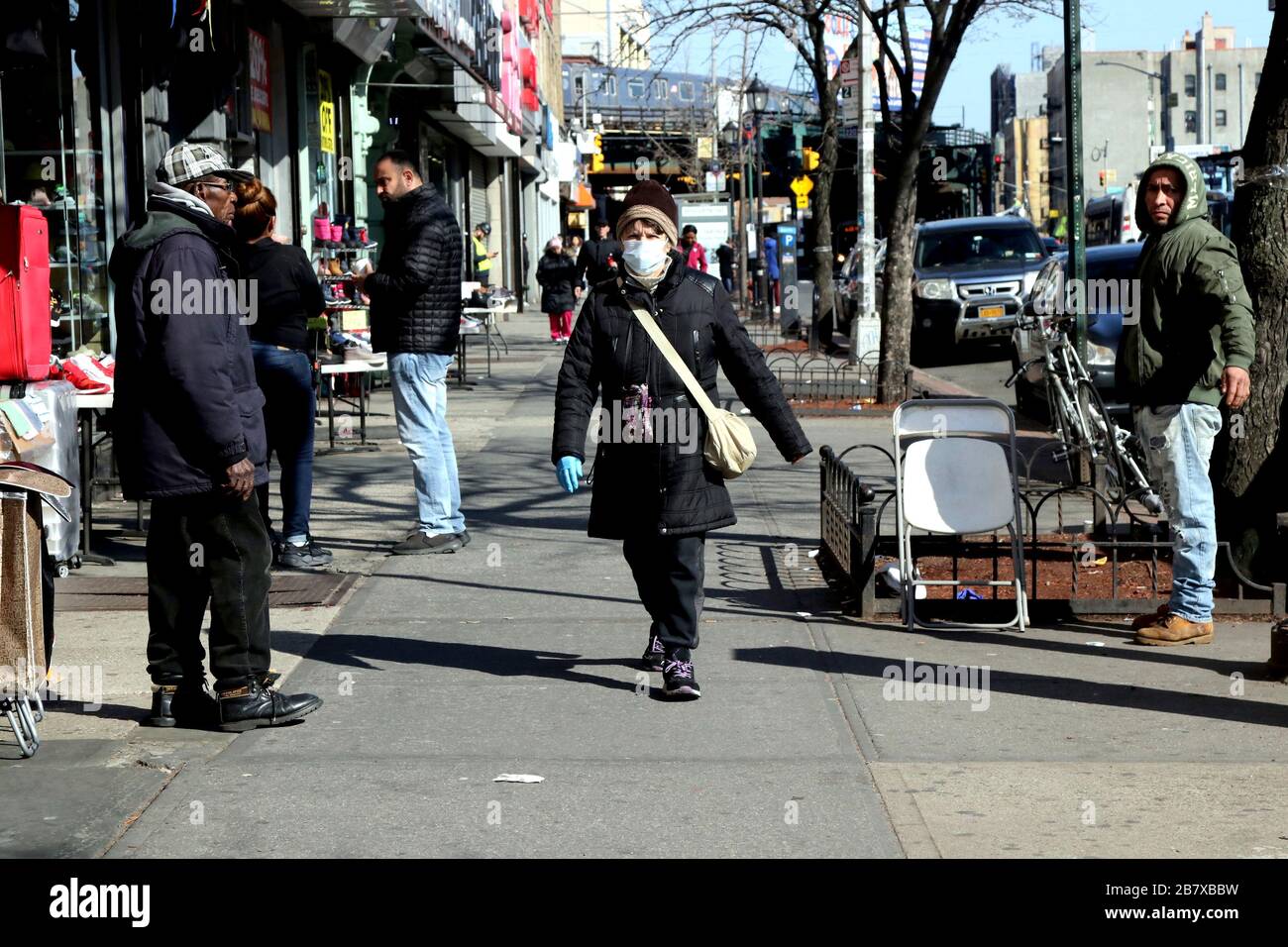 New York, USA. 18th Mar, 2020. Some residents of the South Bronx, who ...