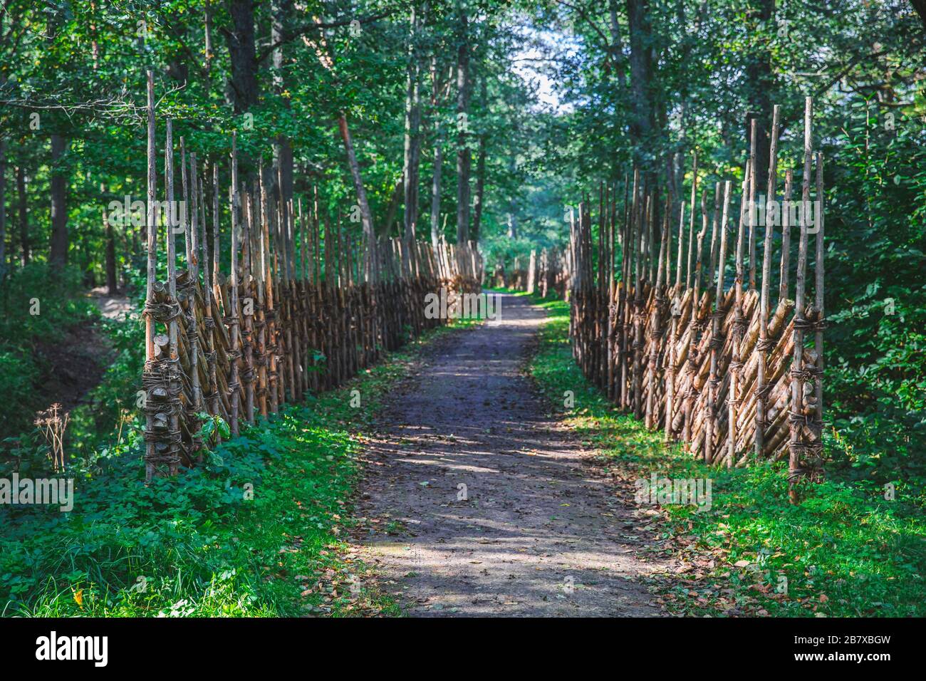 A Pathway with fences made from wood in a rural area Stock Photo - Alamy
