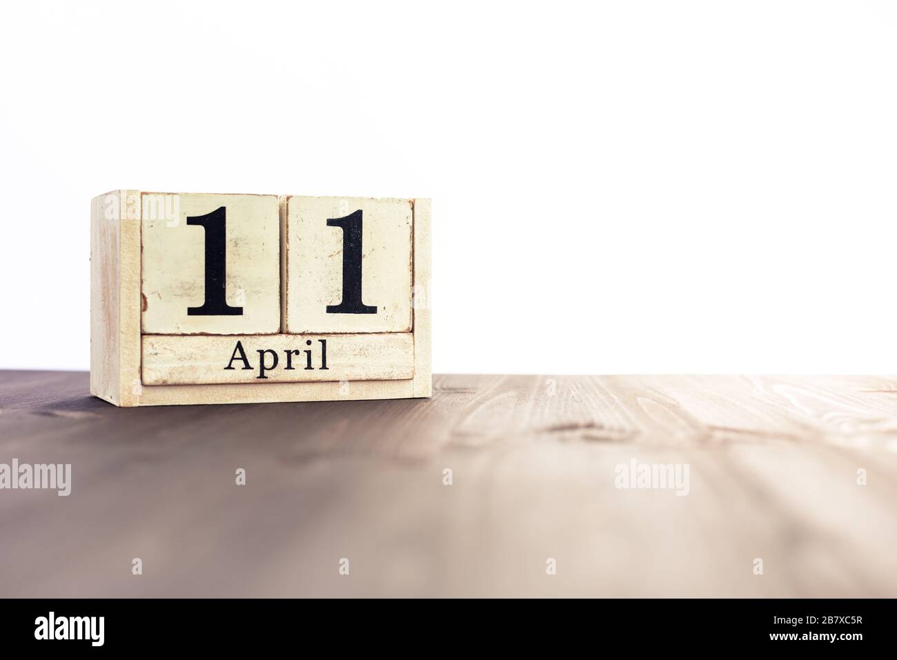 April 11th, fourth month of the clendar - copy space for text next to ...