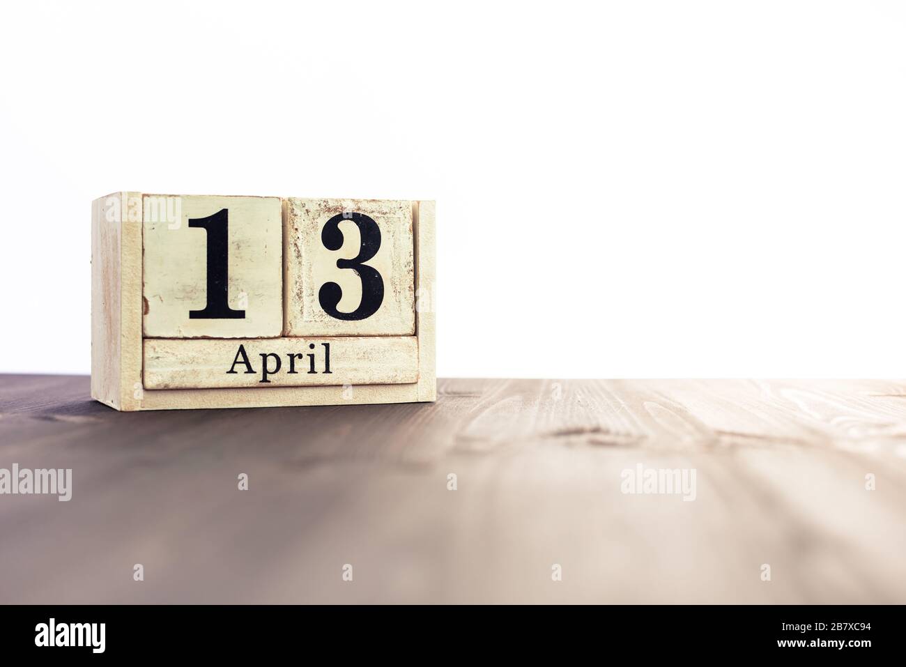 April 13th, fourth month of the clendar - copy space for text next to ...