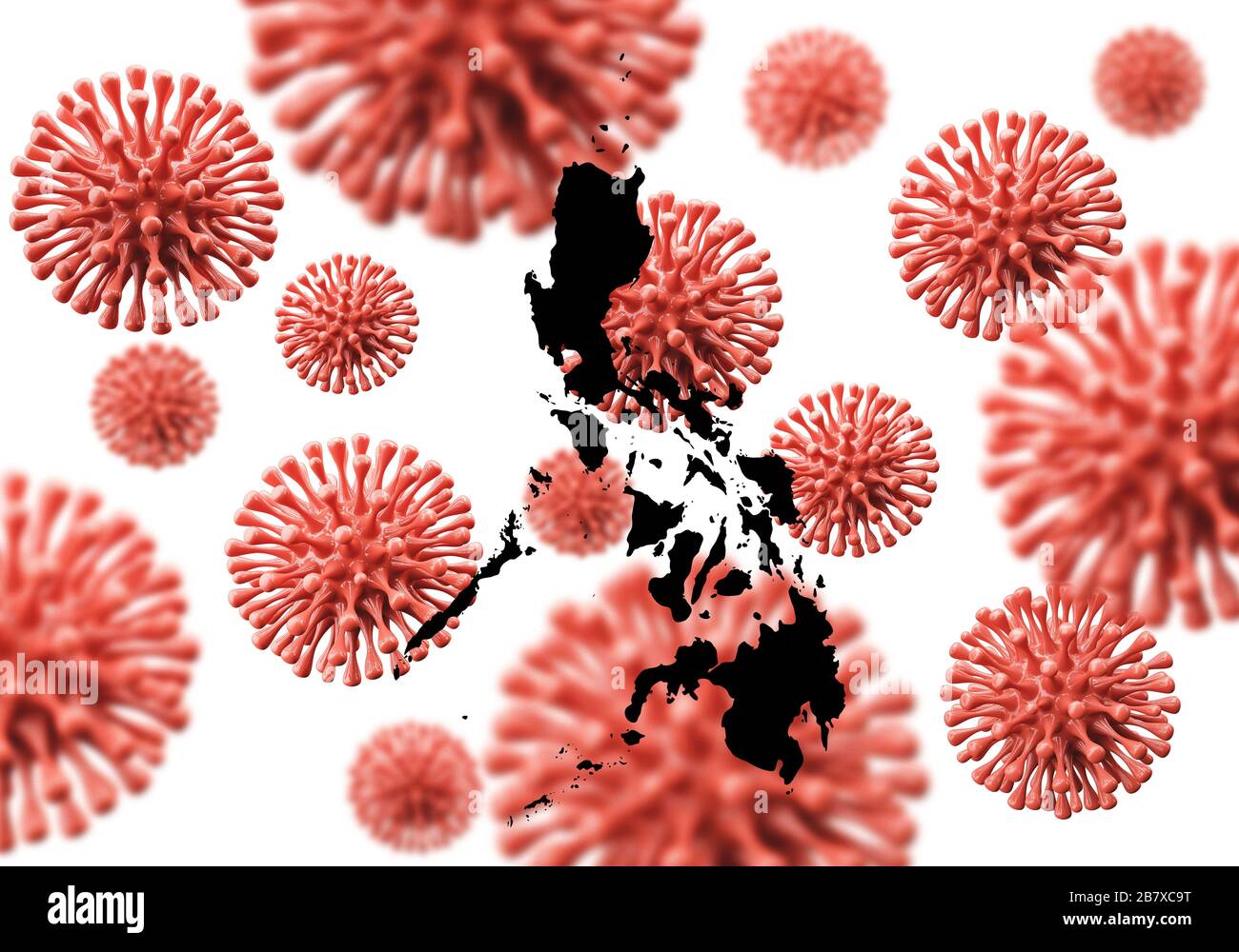 Philippines map over a scientific virus microbe background. 3D ...