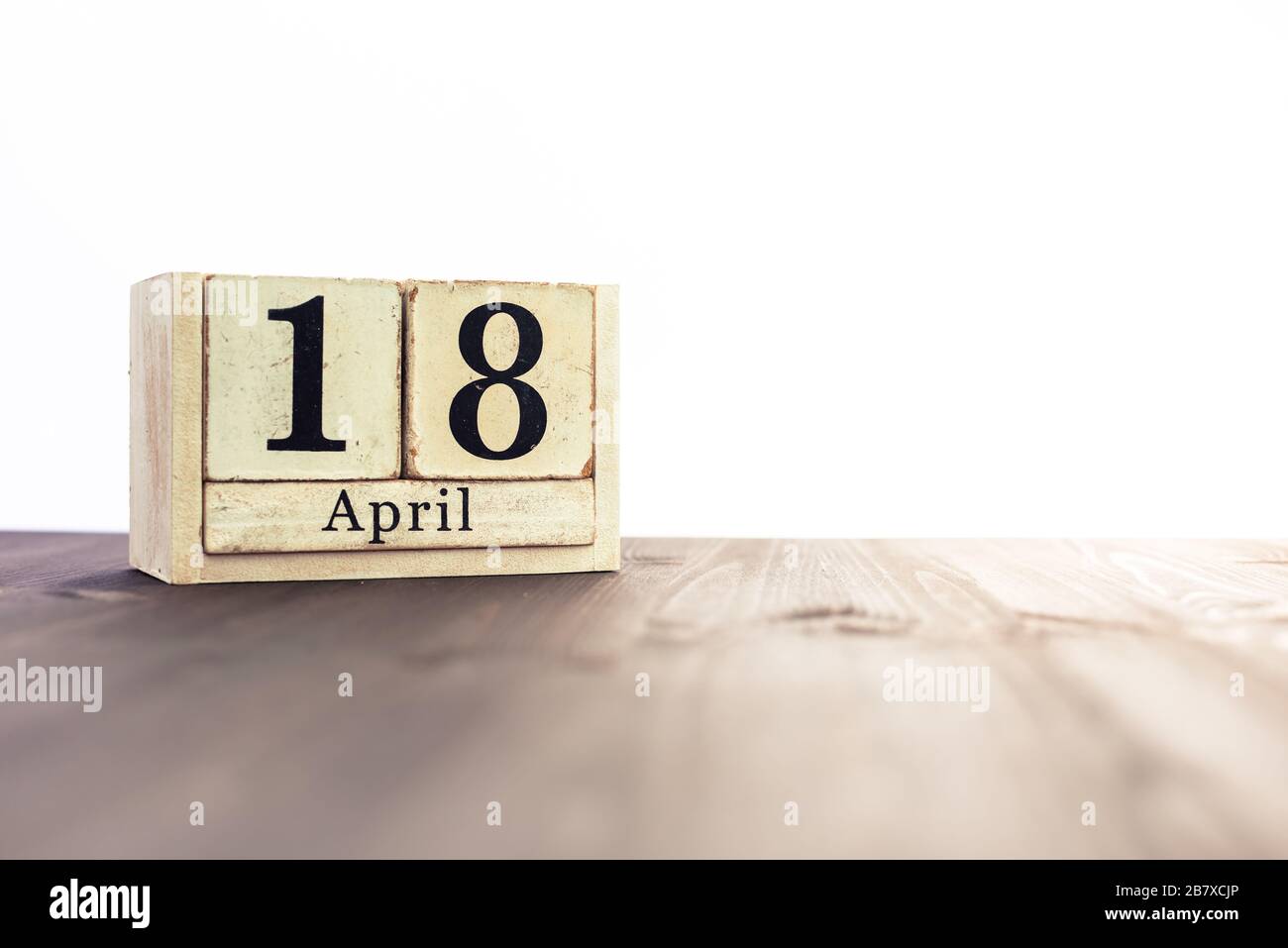 April 18th, fourth month of the clendar - copy space for text next to ...