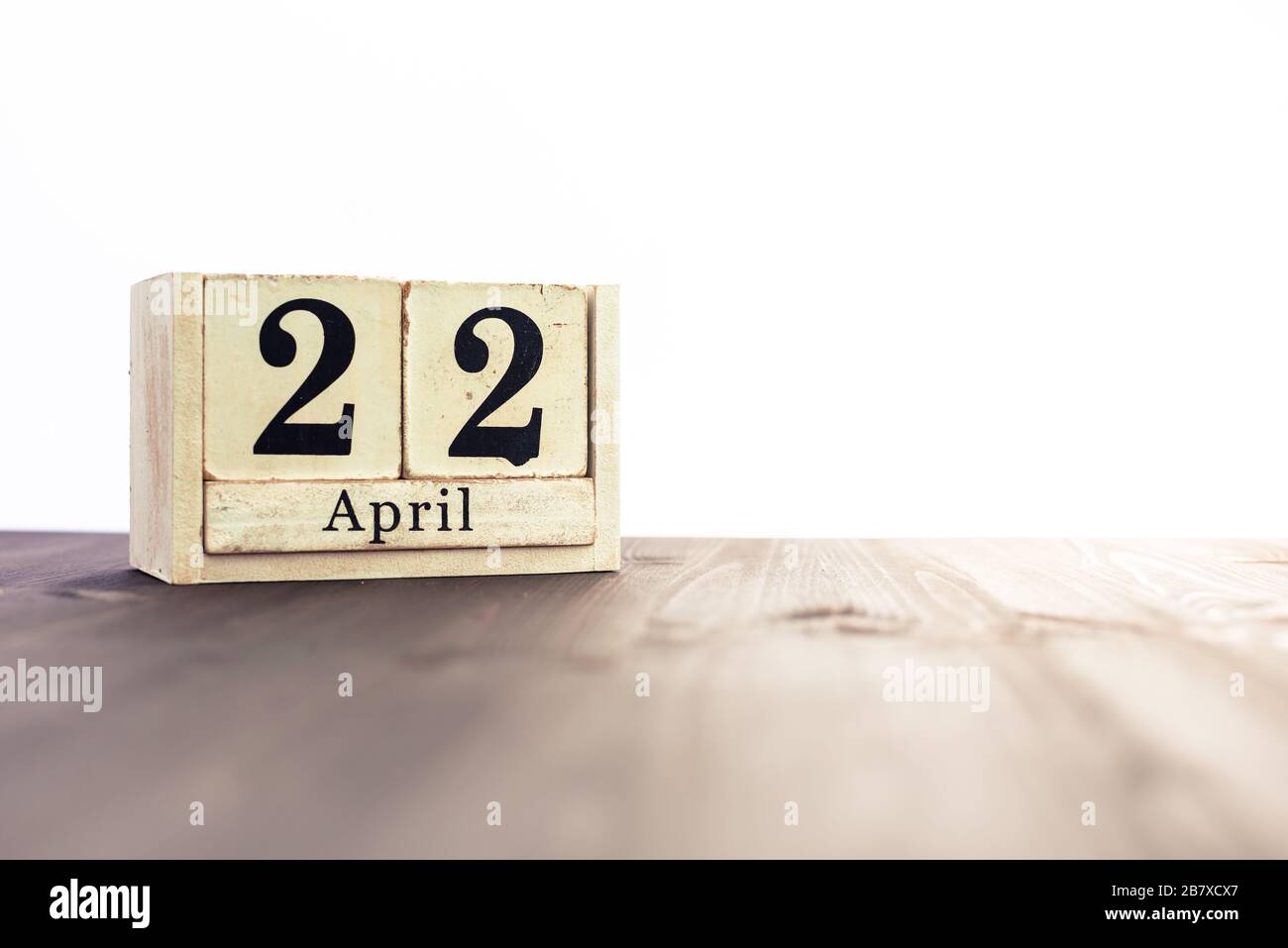 April 22nd, fourth month of the clendar - copy space for text next to ...