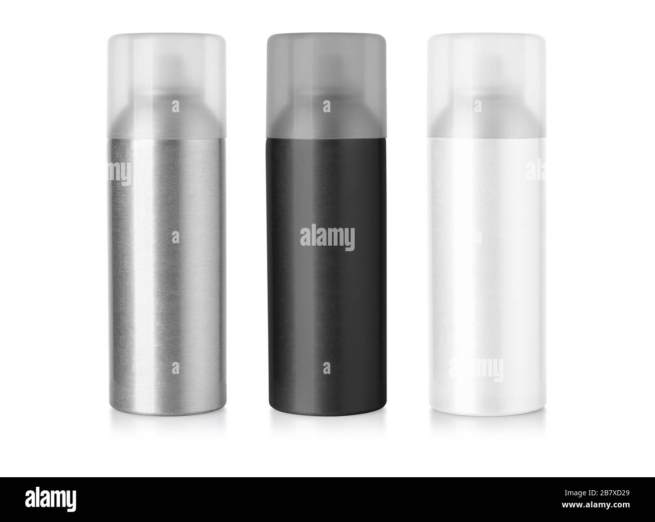 Set of deodorant spray for women or men. Mock up template of metal ...