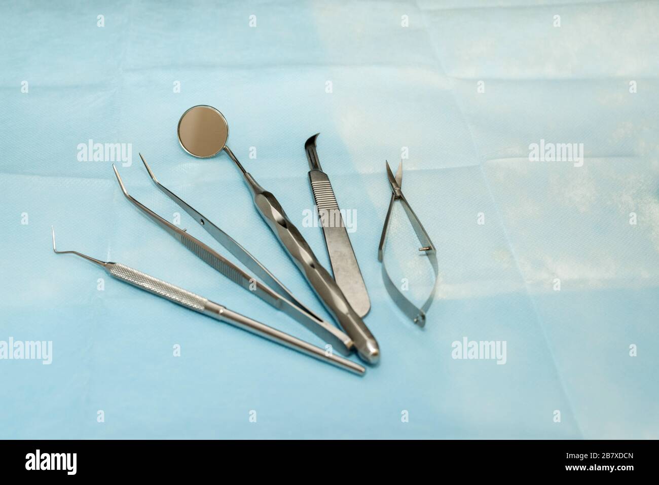 Set of metal medical equipment tools for teeth dental care Stock Photo ...