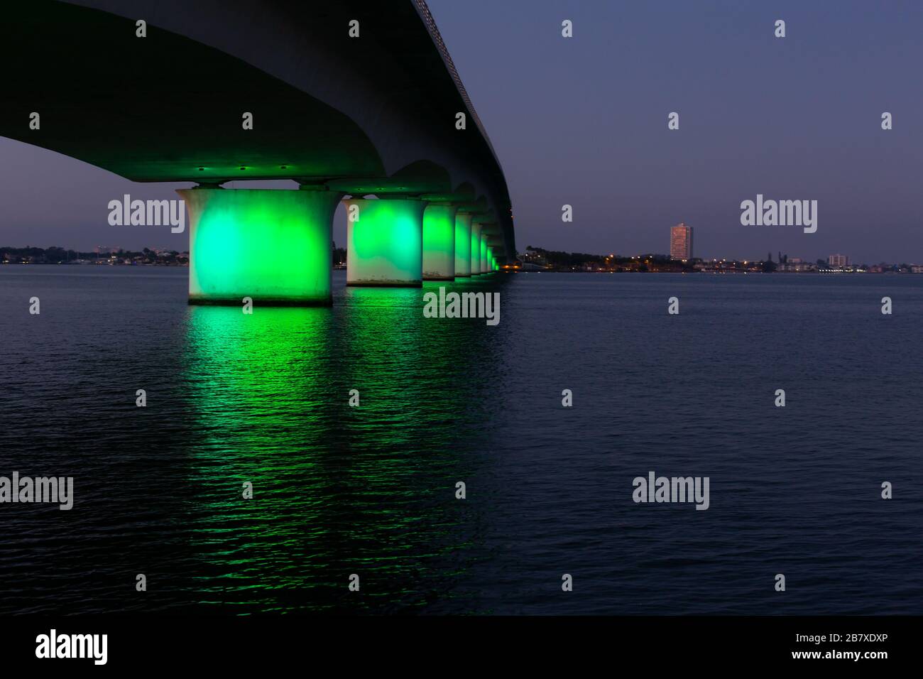 Sunrise over the John Ringling Causeway in Sarasota, Florida, USA Stock ...