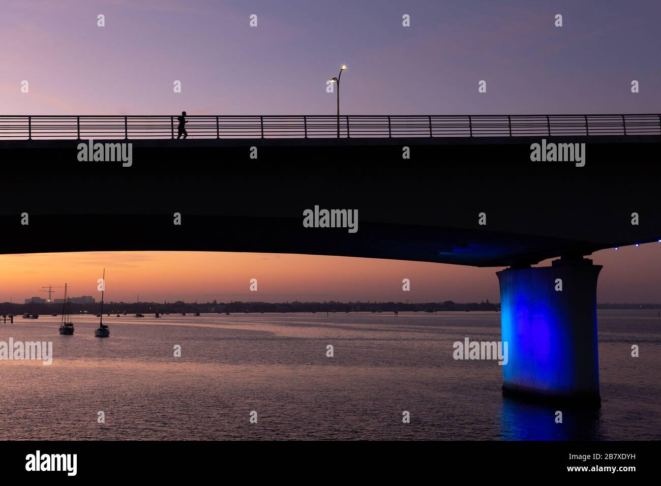 Sunrise over the John Ringling Causeway in Sarasota, Florida, USA Stock ...
