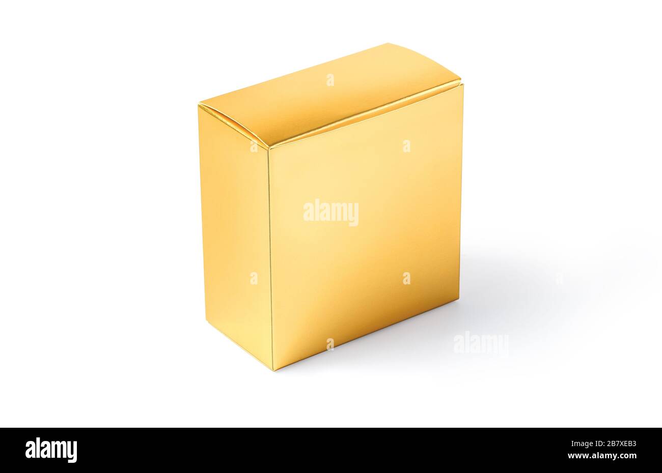 golden carton box isolated on white with clipping path Stock Photo - Alamy