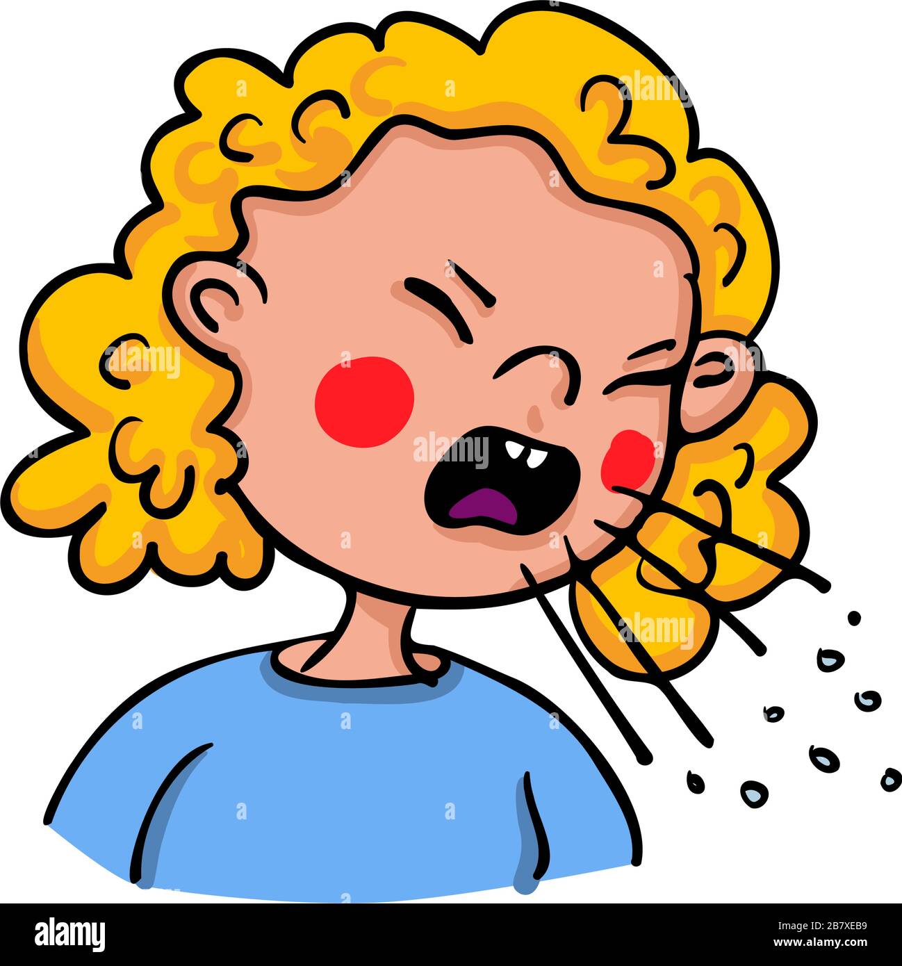 Girl showing symptoms of coughing and respiratory droplets- can be the ...