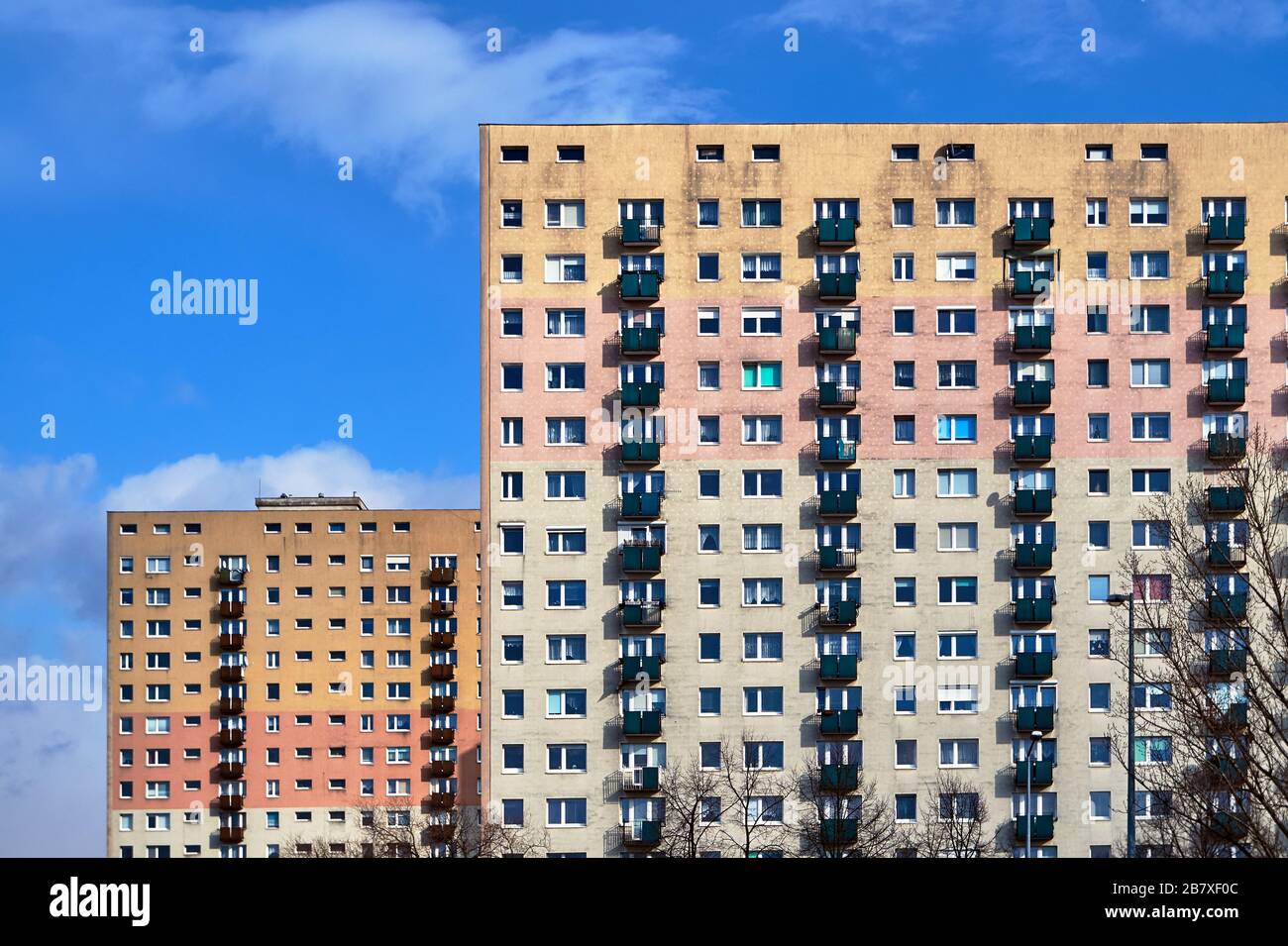 The facade of a residential high-rise building in Poznan Stock Photo ...