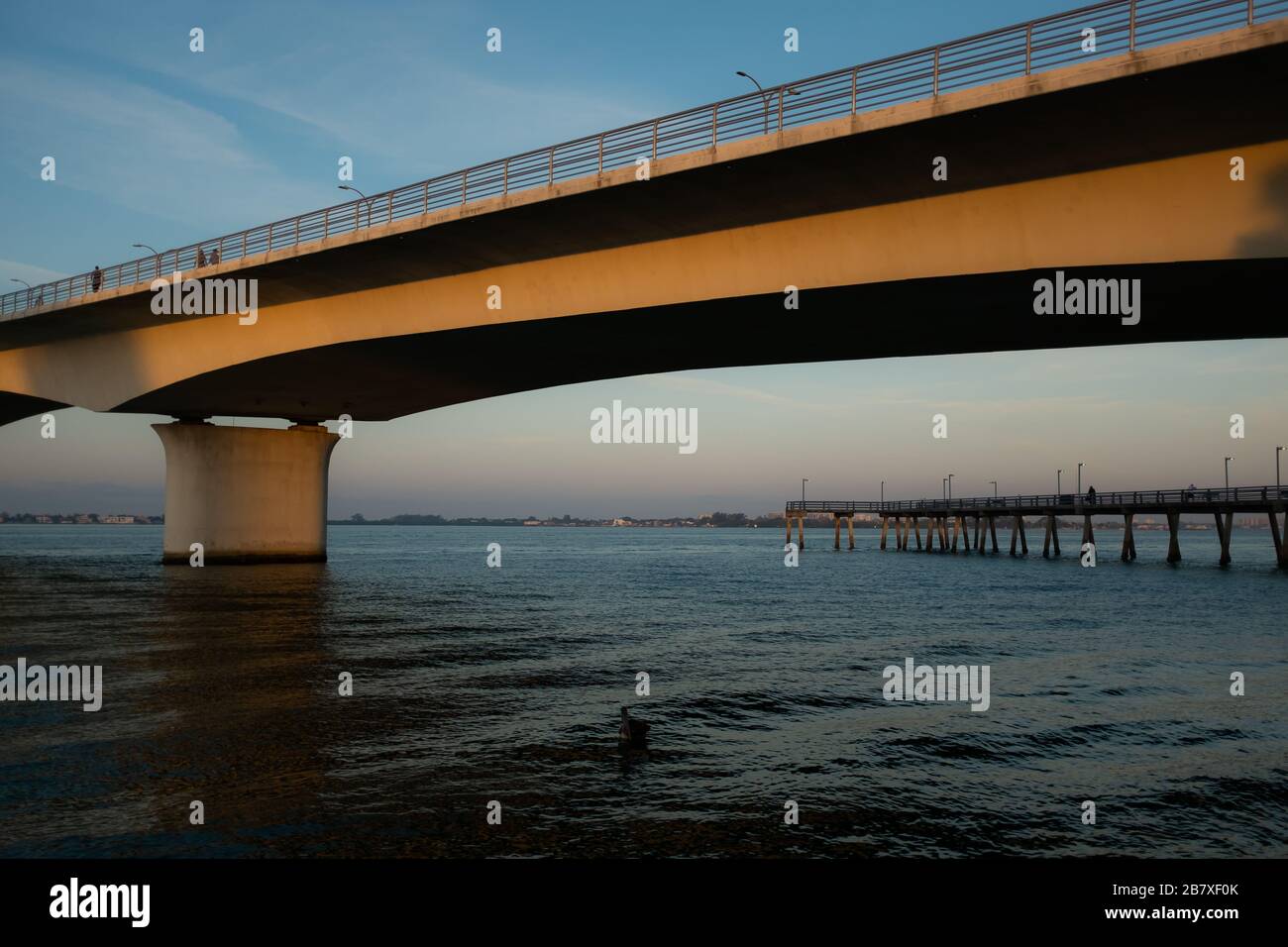 Sunrise over the John Ringling Causeway in Sarasota, Florida, USA Stock ...