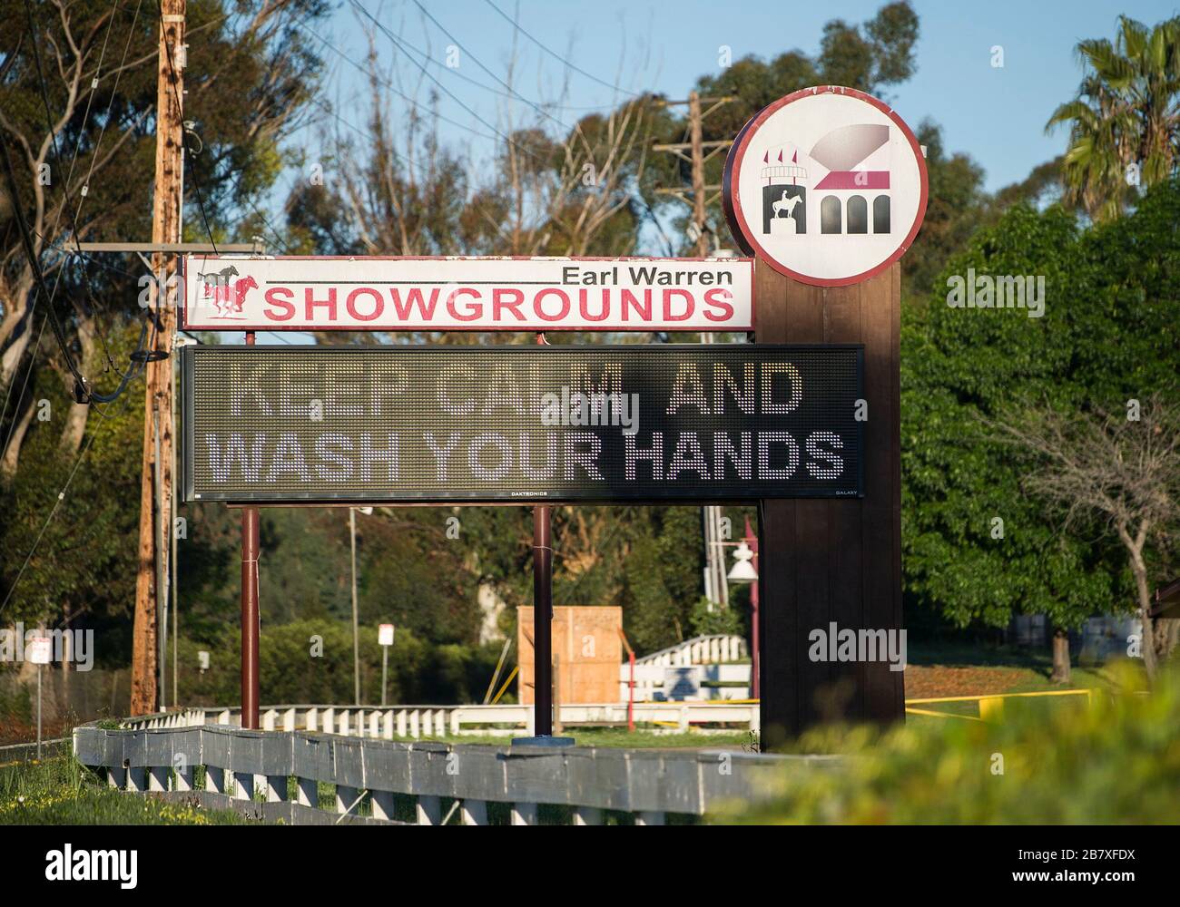 Santa Barbara, California, USA. 19th Mar, 2020. A roadside sign at Earl ...