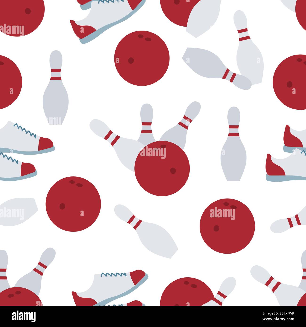 Seamless pattern with bowling shoes, pins and bowls. Sports theme ...