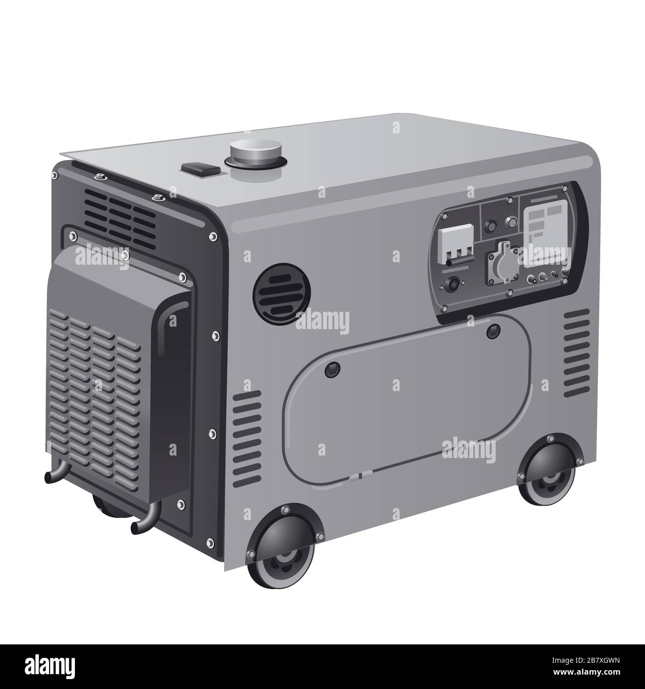 illustration of small power generator in a grayscale color Stock Vector ...